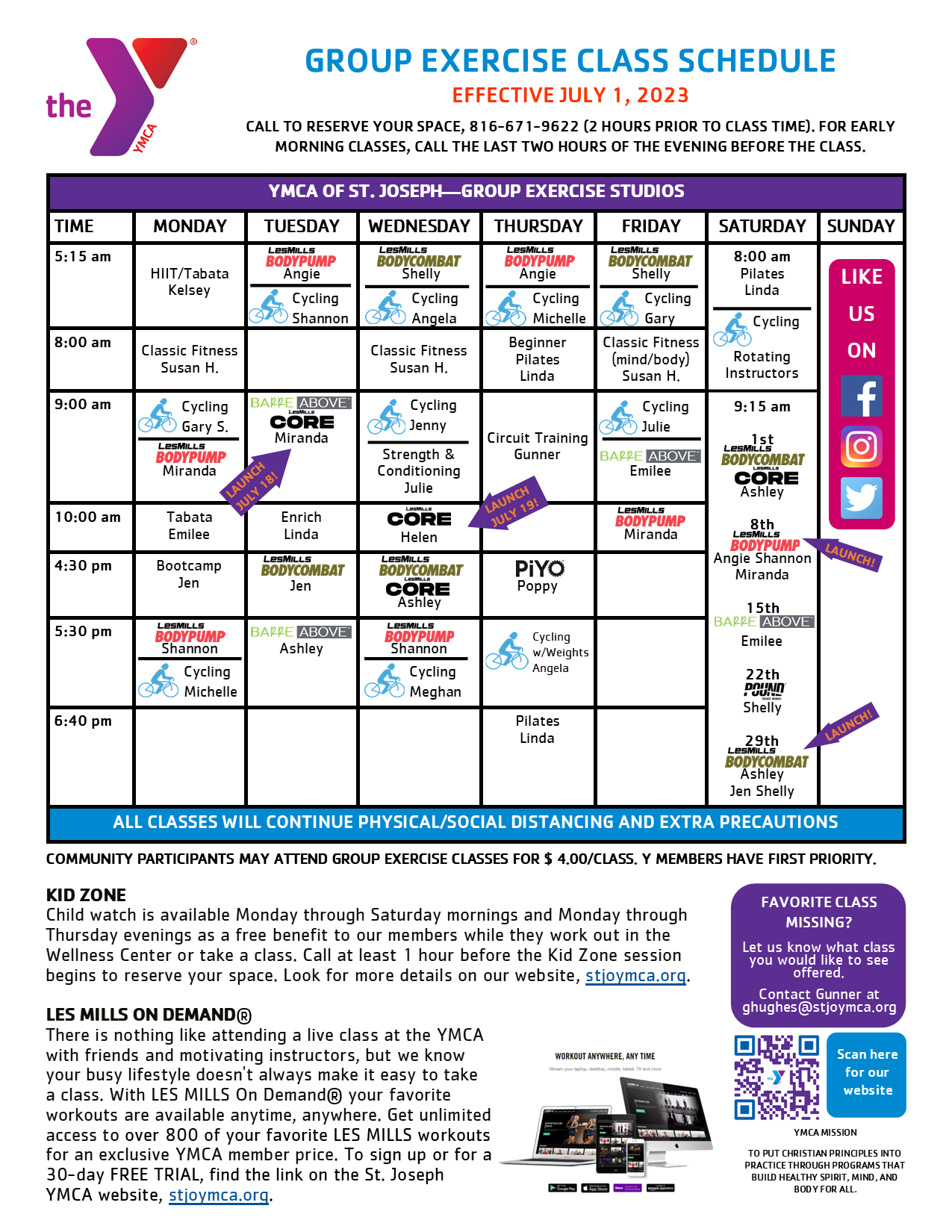 Group Exercise Class Schedule | St. Joseph YMCA